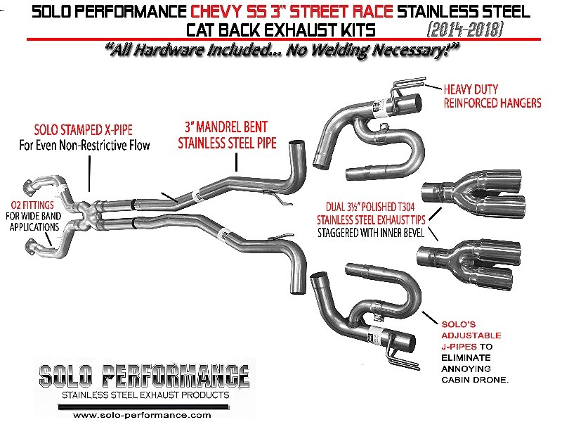 2014-2018 Chevy SS Street-Race-X3-XF, 3” Cat Back Exhaust Kit Chevy SS ...