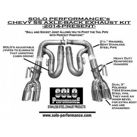 2014-2018 Chevy SS 6.2L 2.5" V8 Axle Back Exhaust Kit (993988-SL)